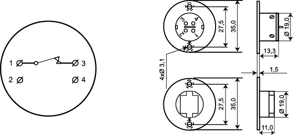 Alarmtech MC140-X | Magneetcontact met Verzonken Montage